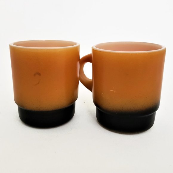 Fire King | Kitchen | Fire King Ombre Orange To Black Coffee Mug Set ...